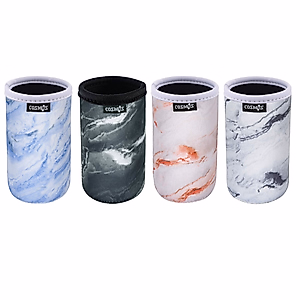 CM Soft Neoprene 16 Fl Oz Can Sleeves Insulators Can Covers for 16 Fluid Ounce Energy Drink & Beer Cans, Marble Pattern, 4 Pcs
