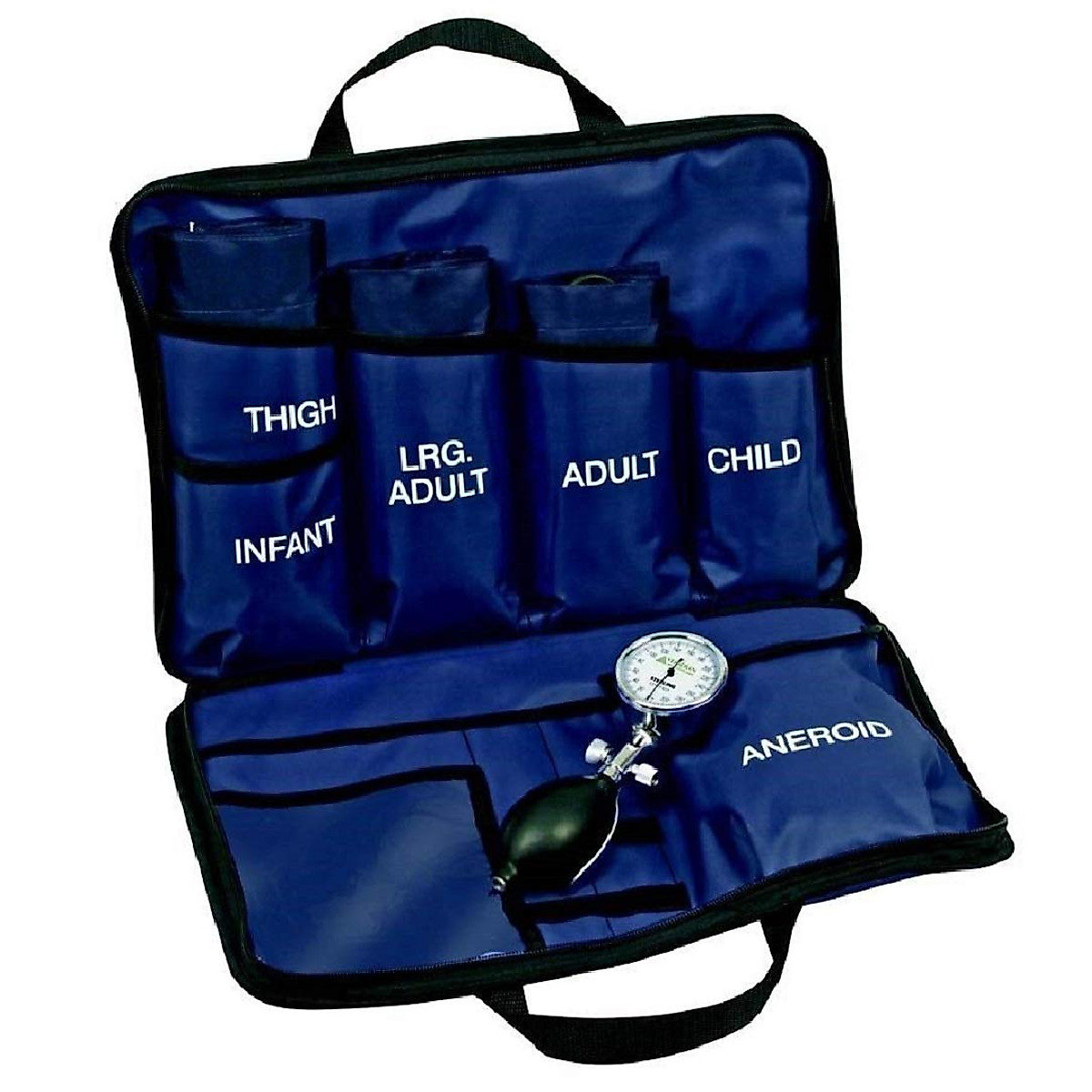 LINE2design Blood Pressure Aneroid Kit System - EMS Emergency Portable Travel Size First Aid Large Adult-Child Manual BP Universal Cuffs Kit-5 with 5 Different Sized Durable Cuffs Trauma Kits