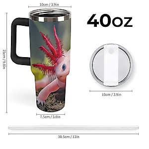 Axolotl Tumbler with Handle Travel Mug Water Bottle Tea Coffee Cup Black-style