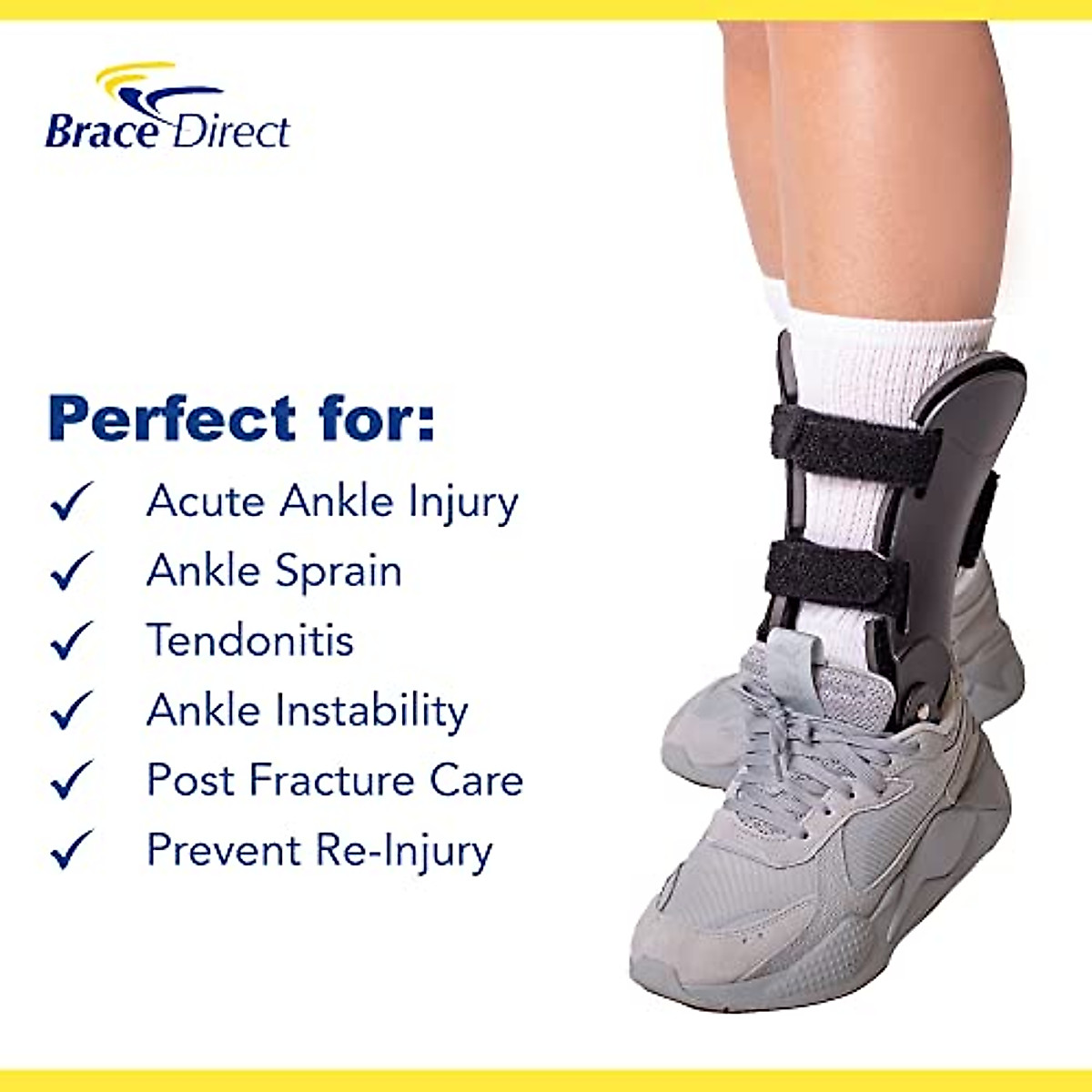 Brace Align Semi-Rigid Ultra Active Ankle Brace- Hinged Ankle Stabilizer, Protection and Support for Sprains, Volleyball, Basketball, Tennis, Sports Injury- Left or Right Foot- PDAC L1906