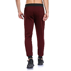 Muscularfit Linen Pants Lightweight Pants Men 2023 Casual Loose Lace-Up Elasticated Sport Sweatpants Regular Fit Solid Straight Legs Mens Cargo Pants Elastic Waistband Wine XL