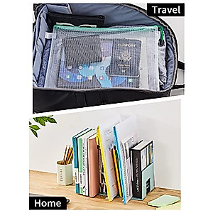 JARLINK 10 Pcs A3 Mesh Zipper Document Pouch, 10 Colors, Waterproof Plastic File Pouches for Organizing School and Office Supplies, Cosmetics, Travel Accessories