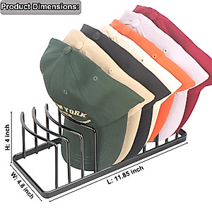 GallFould Hat Stand for Baseball Caps Display and Organizer - 2 Pack Metal Hat Organizer for 20 Baseball Caps - Free Standing/No Install Hat Rack for Closet, Bedroom, Tabletop (Black)