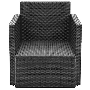 DGZLIIO Lounge Chair, Outdoor Conversation Set, Patio Chair with Cushions and Pillows Poly Rattan Black Suitable for Pool, Deck, Garden, Backyard