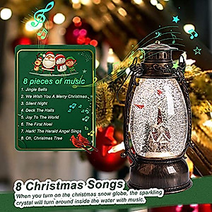 Christmas Snow Globe Lantern, Christmas Village Church Scene Lighted Snow Globes Musical with Swirling Glitter, Battery Powered Christmas Decorations Indoor for Home