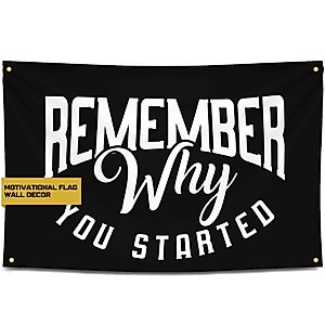 Gold Trident Remember Why You Started Motivational Gym Banner - Inspire Your Workout with this Banner - Perfect Fitness Wall Decor for Gym, Dorm - Stay Motivated with Cool Motivation Art - 3x5 Feet