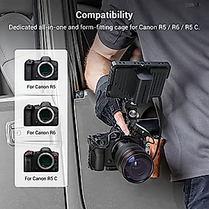 SmallRig R5 / R5 C / R6 Cage for Canon R5 / R5 C / R6 Mirrorless Camera, Aluminum Alloy Cage w/Streamlined Structure for Canon R5 R6 R5 C Camera 3233