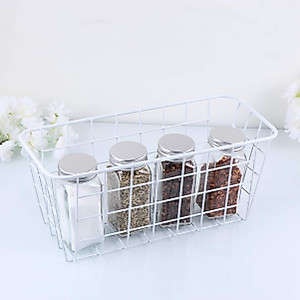 Hemoton Wire Storage Basket Metal Hanging Basket Door Baskets Organizer Black Hanging Shelves Cabinet Storage Basket Wire Baskets Organizing Black Baskets White Barbed Wire Wall-mounted