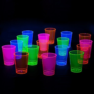 Party Essentials Hard Plastic 10-Ounce Party Cups/Drinking Glasses/Tall Tumblers, 25-Count, Assorted Neon