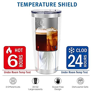 Jesmacti 20Oz Portable Tumbler Fabulous Fractal Blue Fractal Art Smooth Blue Fiery Blossom Bright Abstract Blue for Ornate Petals Unusual Flower Coffee Tumbler Farmhouse Coffee Mugs for Travel