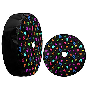 Dujiea Colorful Dog Cat Paw Print Spare Tire Cover with Backup Camera Hole, Universal Wheel Tire Cover Tire Protectors for Jeep Trailer RV Van SUV Truck Camper and Many Vehicle 17inch