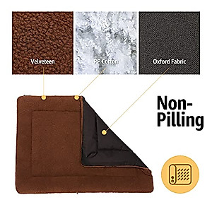 Veehoo Soft Dog Bed Mat, Washable Plush Dog Crate Pad Mat, Fluffy Comfy Kennel Pad Anti-Slip Pet Sleeping Mat for Large Dogs and Cats, 42x30 inch, Brown