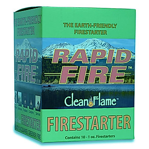 Clean Flame Earth-Friendly Rapid Fire Firestarter (10-Pack). Non-Toxic, Lights When Wet-for Fireplaces, Camping, and More