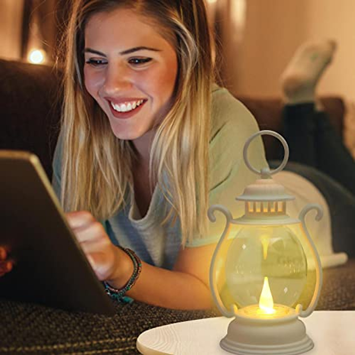 Vintage Lamp | Battery Powered LED Camping Lantern - Decorative Night Light for Bedroom Living Room Outdoor Graden Patio Camping Harrod