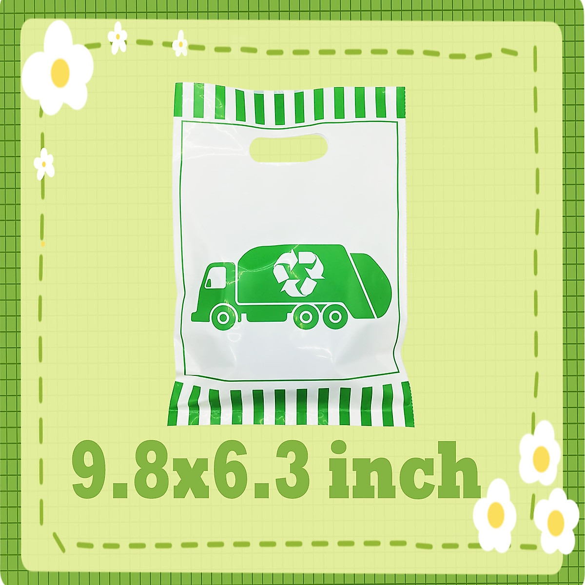 ATSMOICY 50 Garbage Truck Party Favors Goodie Bags, Rubbish Truck Themed Baby Shower Birthday Waste Management Recycling Party Supplies Decorations Favors Candy Bag