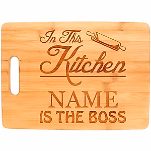 Custom Cooking Gift Custom Text Personalized Name Kitchen Boss Personalized Decorative Wood Cutting Board Rectangle