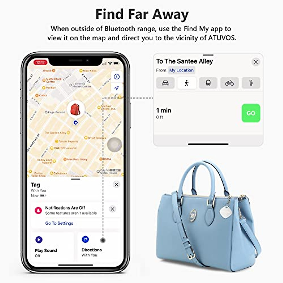 ATUVOS Luggage Tracker, Key Finder, Smart Bluetooth Tracker Pairs with Apple Find My (iOS Only), Item Locator for Bags, Wallets, Keys, Waterproof IP67, Anti-Lost 4 Pack