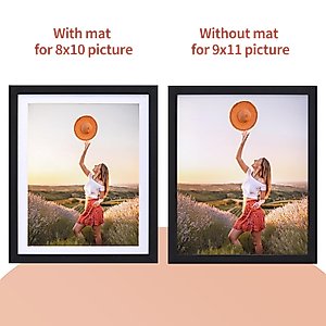 Lyeasw 8x10 Picture Frame Black Set of 15, Display Pictures 8x10 with Mat or 9x11 without Mat, Multi Photo Frames for Wall or Tabletop