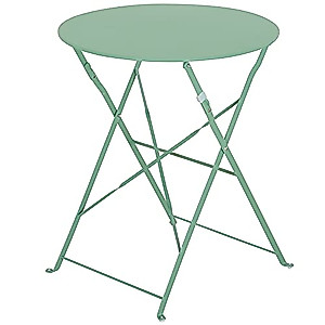 Grand patio 3pc Metal Folding Bistro Set, 2 Chairs and 1 Table, Weather-Resistant Outdoor/Indoor Conversation Set for Patio, Yard, Garden-Pea Green