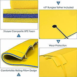 Floating Mat Water Mat Lily Pad with Rolling Pillow Design, Bouncy Tear-Resistant 3-Layer XPE Foam, Roll-Up Floating Island River Rafts (Size : 5.5mx1.8mx2.2cm)