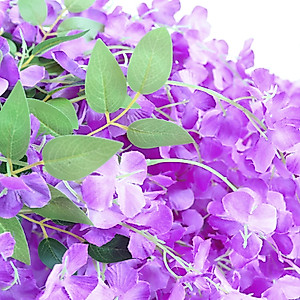 Letime 12 Pack Wisteria Hanging Flowers Artificial Decorations, 3.7 Feet/Piece Artificial Wisteria Flower Garland for Backdrop, Wedding Flowers for Home Party Garden, Red Purple