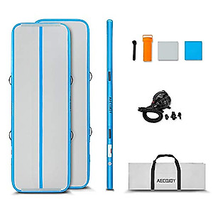 AECOJOY Air Gymnastics Mat Tumbling Mat 13ft Gymnastics Training Mat 4” Thickness Inflatable Tracks for Tumbling, Home Use, Training, Gym, Water (13ft*3.3ft*4in,Blue)