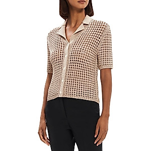 Theory Women's Shrunken Camp Shirt, Bone, Medium