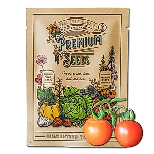 Tomato Seeds for Planting - Baxter's Early Bush Cherry - 250 Mg 65+ Seeds - Farm & Garden Vegetable Seeds - Non-GMO, Heirloom - Sealed in a Beautiful Mylar Package for Extended Shelf Life