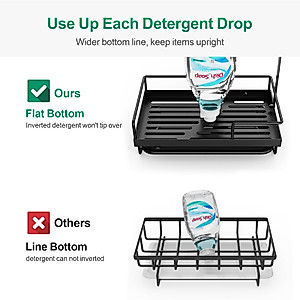 GSlife Sink Caddy Kitchen Sink Organizer - Large Sponge Holder for Kitchen Countertop with Hooks for Dish Brush Gloves, Dish Cloth Hanger, Rustproof Kitchen Caddy with Drip Tray, Black