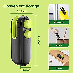 Mini Bag Sealer, 2 in 1 Heat Sealer For Snacks, Rechargeable Handheld Plastic Bag Resealer, Vacuum Bag Sealing Machine Portable, Keep Food Chips Cookies Fresh Black/Green