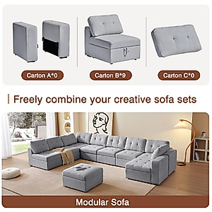 Convertible Modular Sectional Sofa Set Tufted Couch with Chaise and Storage for Living Room, Office, Large Spaces