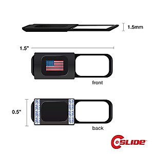 C-SLIDE 1.0 Webcam Cover Slide 3 Pack | Sliding Laptop Camera Blocker | 1.5” x 0.5” by 1.5mm Thin | Camera Blocker for Computers, Tablets, Echos, Chromebook & More | Make Security a Priority | Black