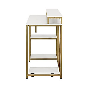 Techni Mobili Computer Desk - Industrial Writing Desk with Storage Shelves, Monitor Stand, & Accessory Holder - Home Office Laptop Computer Table with CPU Caddy & 2-Tier Small Bookshelf Space