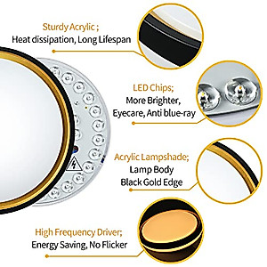 Hurrah LED Ceiling Light Fixture with Remote Control - 17W Flush Mount Dimmable Ceiling Lamp Black Round 2700K-6500K 11.8in Close to Ceiling Lighting for Bedroom Living Room Hallway Kitchen