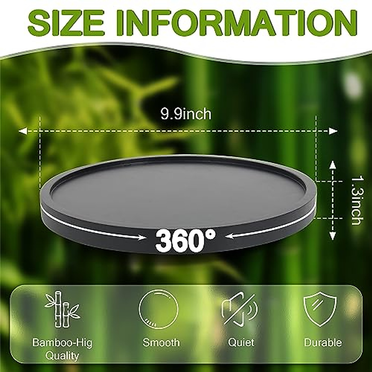 2 Pack Lazy Susan Turntable - OAMCEG 10 Inch Fridge Turntable Organizer, 360 Rotating Kitchen Spice Rack Spinning Organizer, Bamboo Pantry Organization and Storage, for Cabinet, Countertop, Bathroom