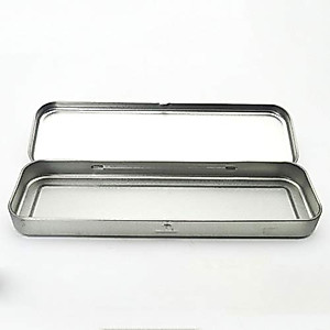 Empty Tin Box Pencil Case Metal Hinged Tin Stationery Box Rectangular Pencil Case Storage Containers Organizer 5pcs for Makeup Painting Brush Pen Candy Cookie