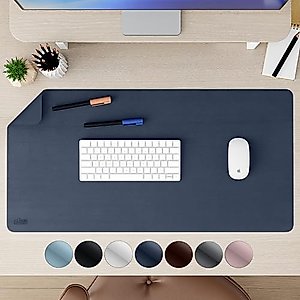 GORILLA GRIP Desk Mat, Non Slip and Heat Resistant Mouse Pad, Soft PU Leather Pads, Dual Sided Blotter, Desktop Protector Cover for Home Office Keyboard Laptop Computer and Writing 23.6x13.7 Navy Blue