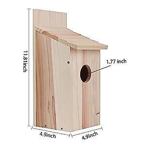 Oceek Cedar Blue Bird Box House Wood Bird House Bluebird Box House Cedar Wren and Chickadee Wren Home Outdoor Hanging Wood Birdhouse No Assembly Required Hummingbird House (1Pack 3115 Assembled)