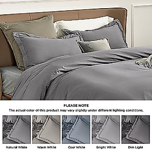 Bedsure Grey Duvet Cover Queen Size - Soft Brushed Microfiber Duvet Cover for Kids with Zipper Closure, 3 Pieces, Include 1 Duvet Cover (90"x90") & 2 Pillow Shams, NO Comforter