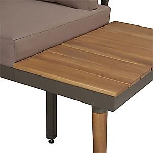 QUUL 4 Piece Solid Acacia Wood Garden Sofa Set with Cushions Outdoor Lounge Sets Patio Furniture Weather Resistant