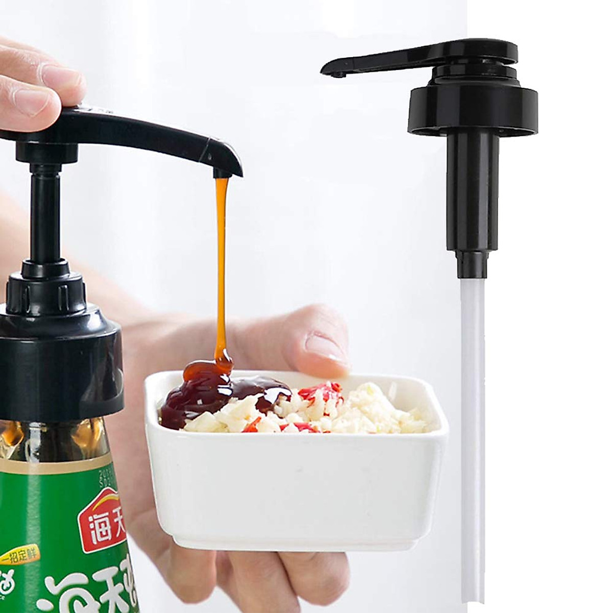 VOVCIG Syrup Bottle Nozzle, Pressure Oil Sprayer, Household Pump Push-type, Sauce Plastic Pump - with Long Dip Tubes - for Oyster Oil Jam Ketchup Bottles -Type