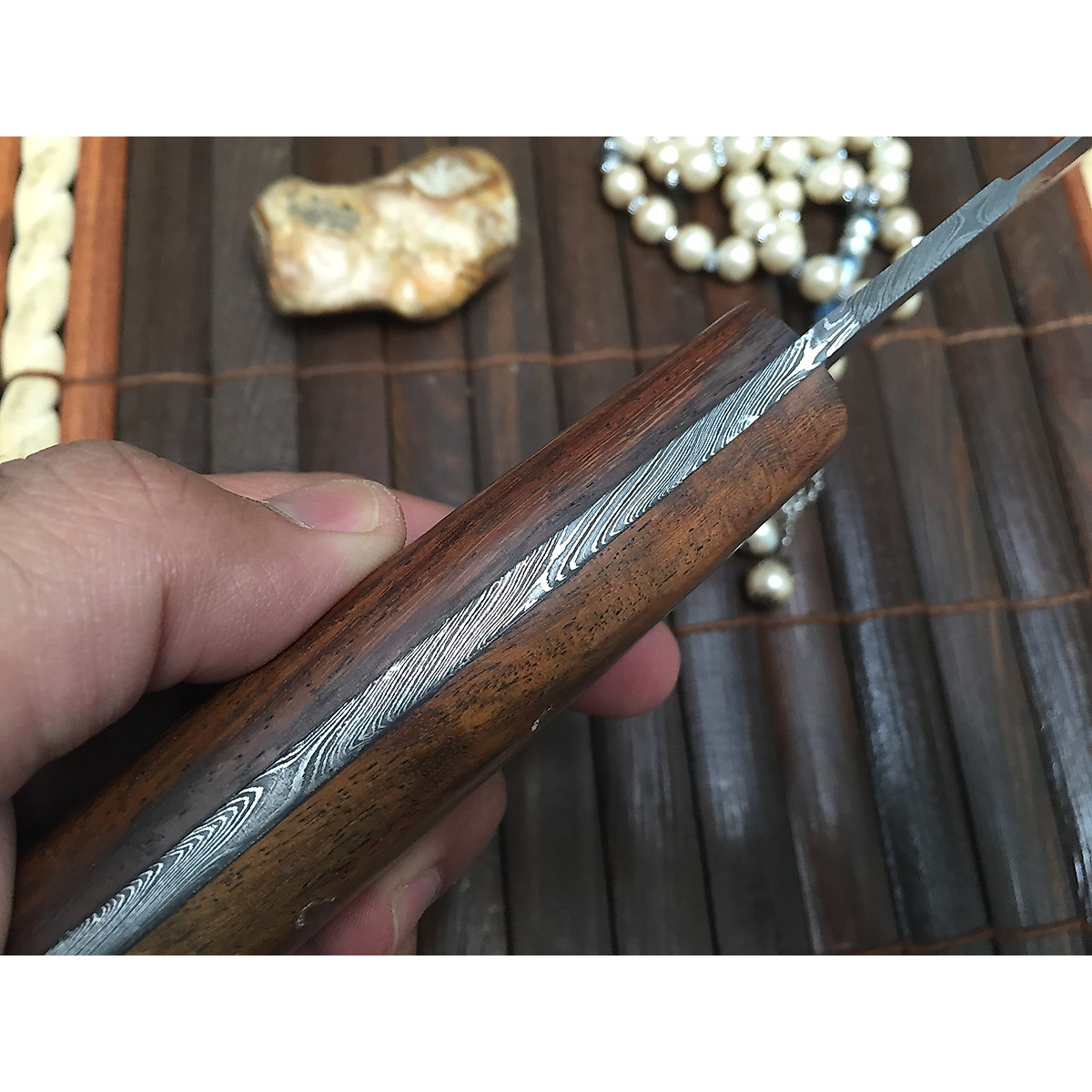 Perkin Knives - Custom Handmade Damascus Hunting Knife with Sheath Full Tang Knife - AR1101W