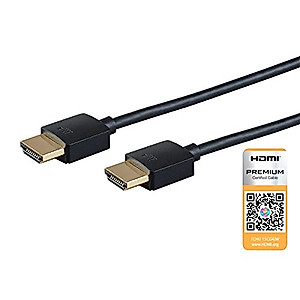 Monoprice High Speed HDMI Cable - 2 Feet - Black| Certified Premium, 4K@60Hz, HDR, 18Gbps, 36AWG, YUV, 4:4:4 - Ultra Slim Series (124183)
