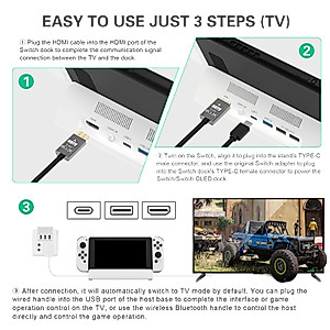 RuntoGOL TV Docking Station for Switch,Portable Switch OLED Charger Stand Support 4K HDMI Output, Replacement for Official Nintendo Switch Base,Switch Dock with HDMI and 3 USB Ports
