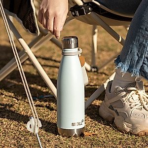 Mollcity 9 oz Water Bottle for Kids-Small Stainless Steel Water Bottle for School Vacuum Insulated Metal Leak Proof Cola Shape Water Bottle for Boys Girls(Baby Blue)