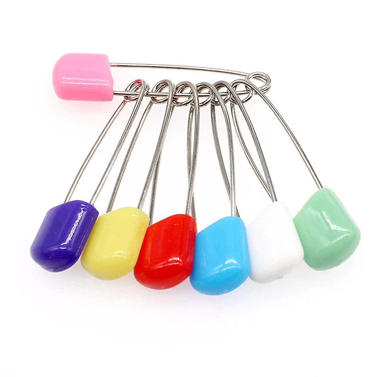 50 Pcs Baby Cloth Diaper Pins Stainless Steel Pins Plasetic End Safety Pins