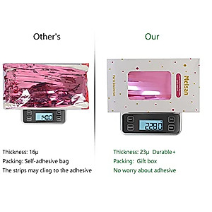 Pink Foil Fringe Curtains Tinsel Backdrop, Melsan 3.2 x 8 ft Metallic Tinsel Curtains Party Decorations for Baby Shower,Babbie, Mermaid Themed Birthday Party Backdrop - Pack of 2