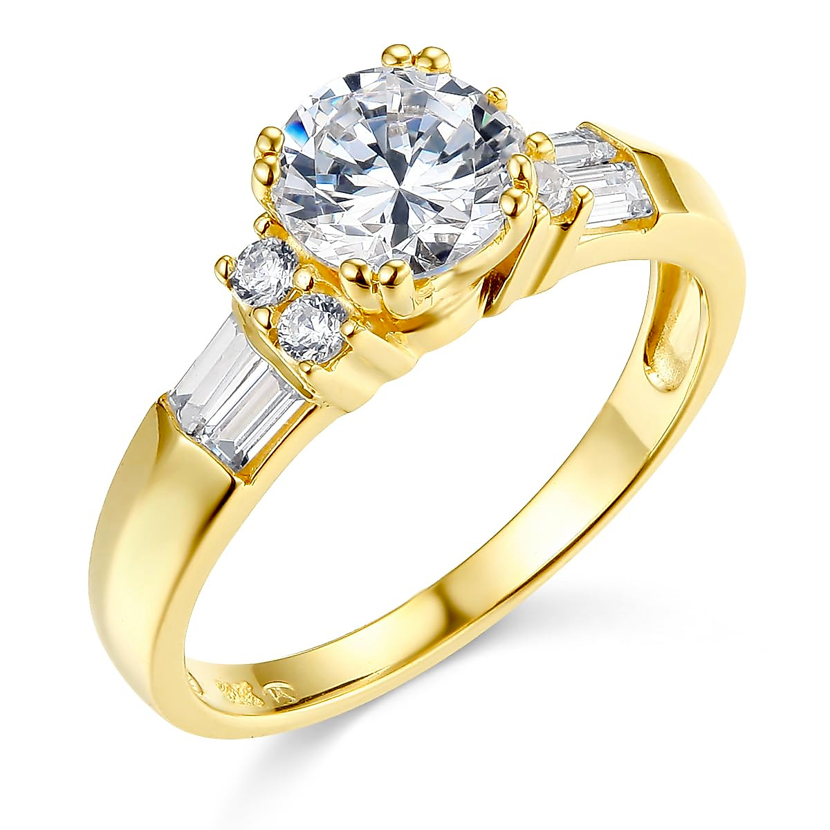 14k Yellow Gold Solid Wedding Engagement Ring and Wedding Band 2 Piece Set - Size 8