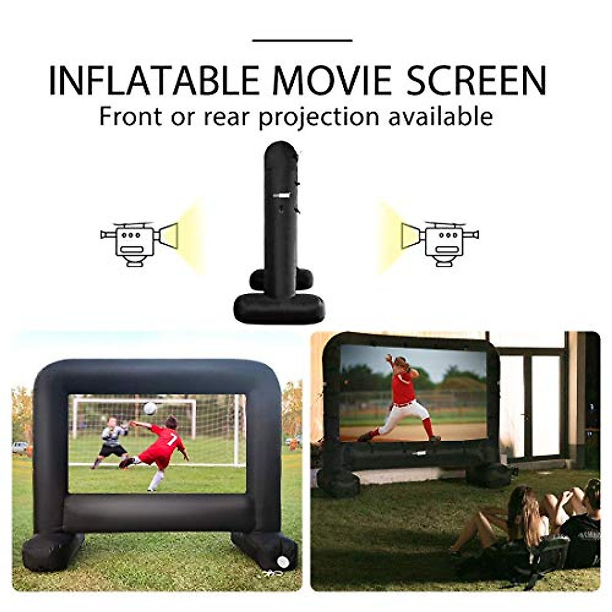 VIVOHOME 16 Feet Indoor and Outdoor Inflatable Blow up Movie Projector Screen with Metal Frame Full Steel Swing Stand