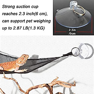 Lucky Interests 6 pcs Reptile Hammock Lounger, Lizard Hammock with Strong Suction Cup Triangle Bearded Dragon Lounger for Iguanas Geckos Lizards Anoles Snakes with 6 Reptile Food Bowl (Green, Black)